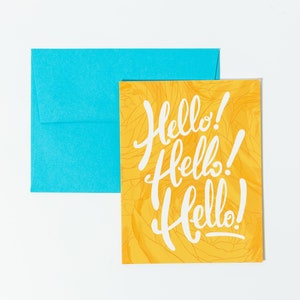 Hello Hello Hello A Cheerful Sunny Floral Greeting Card - Etsy
