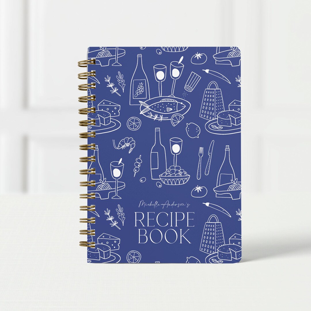 Recipe Journal, Personalized Cook Book With 130 Entries, Custom Spiral ...