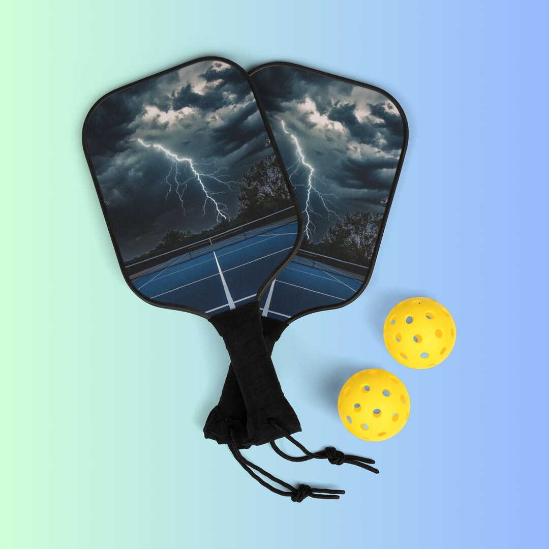 Pickleball Paddle Set - Lightning Storm Design for Outdoor Fun, Sports ...