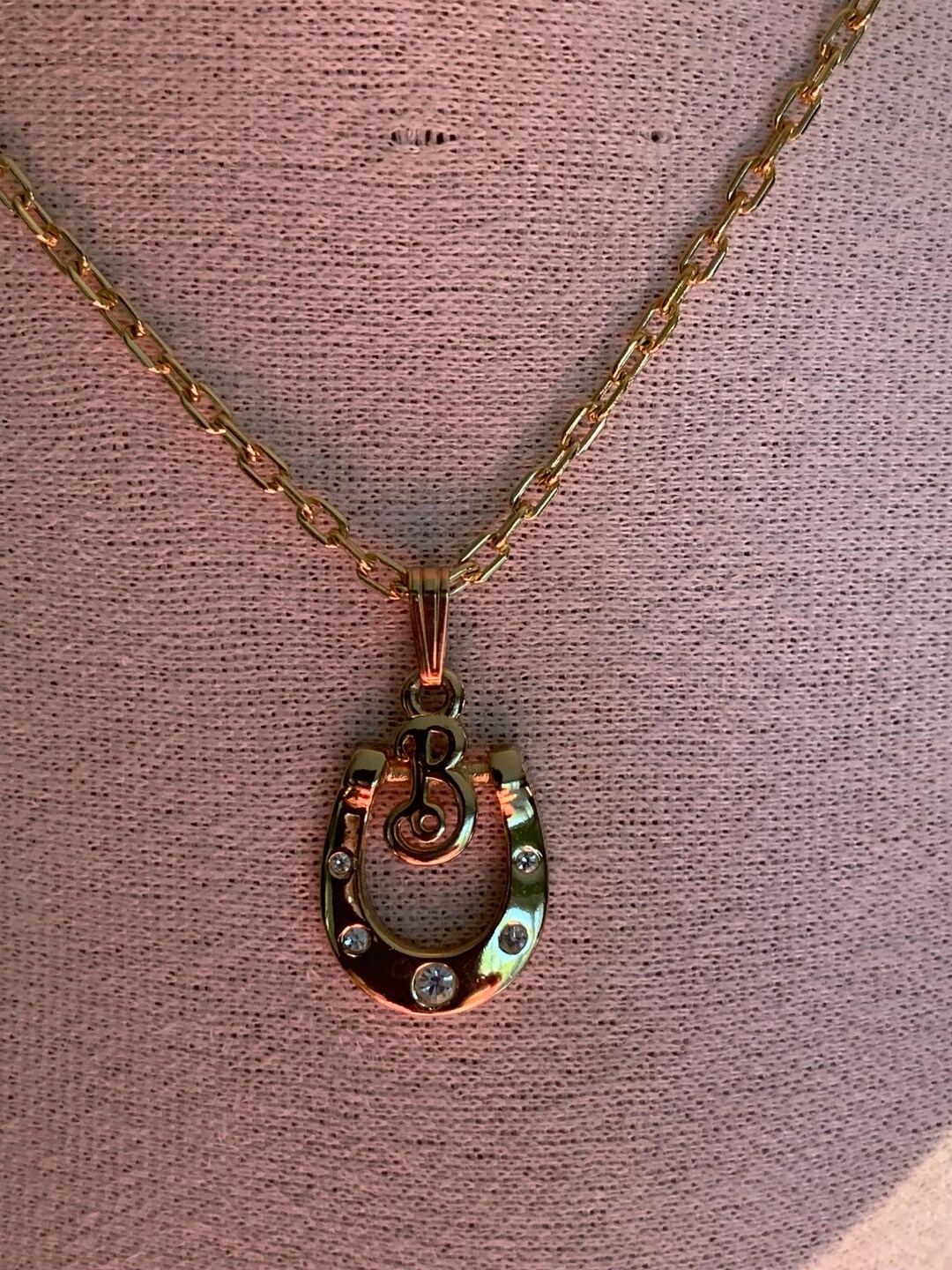 Burberry Elegant Gold Toned Horseshoe Pendant Necklace - Etsy