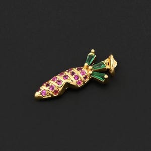 Adorable 18K Gold Filled Carrot Jewelry Pendant With Vibrant Gem Colors ...
