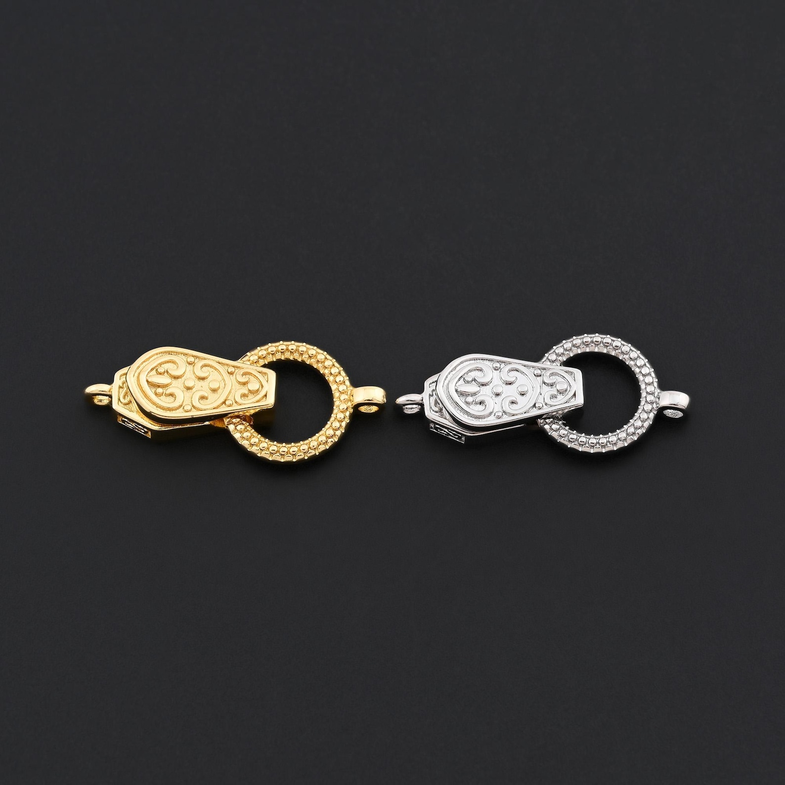 Vintage Style 18K Gold Filled Box Clasp With Ornate Pattern and Circle ...