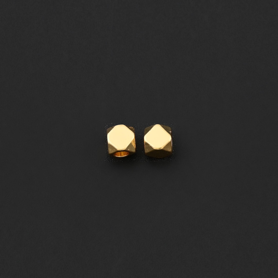 Faceted Hexagon Column Spacer Beads 18K Gold Plated Contemporary ...