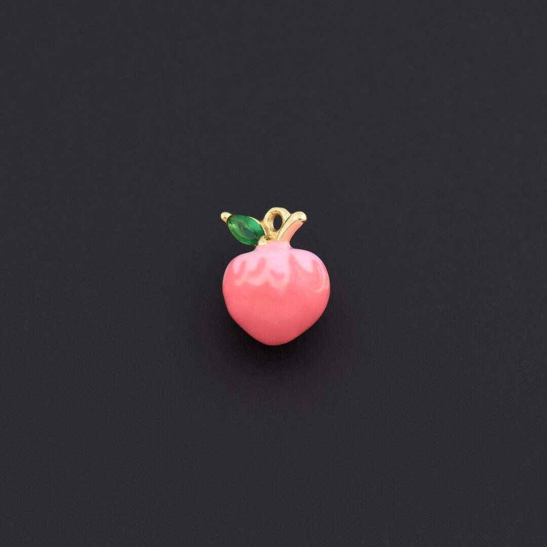 Glossy Enamel Peach Pendant in 18K Gold Filled With Sweet Fruit Design ...