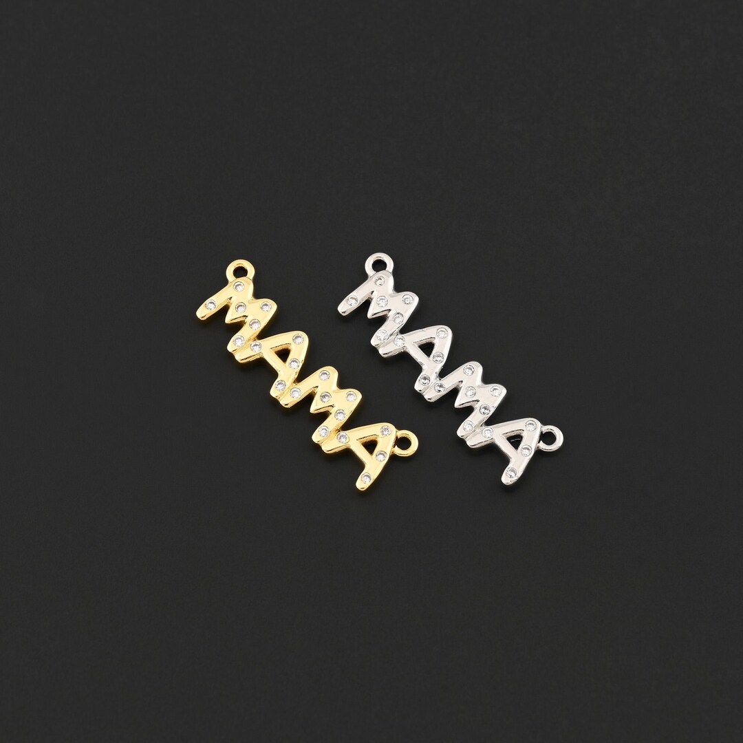 Elegant 18K Gold Filled MAMA Letter Connector With Crystal Shine for ...