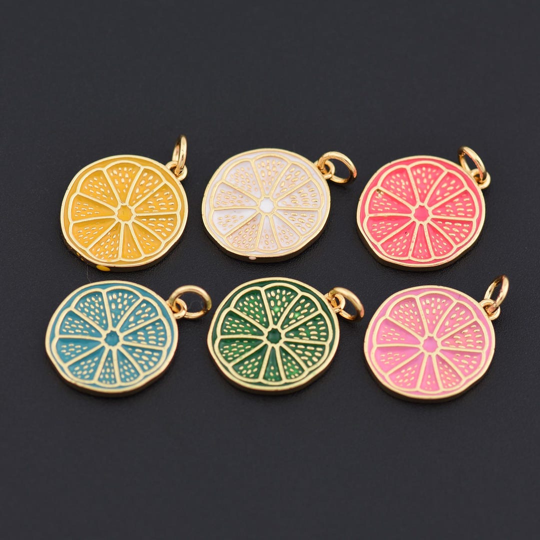 Colorful Citrus Slice Charms – Enamel Fruit Pendants in Lemon Orange ...