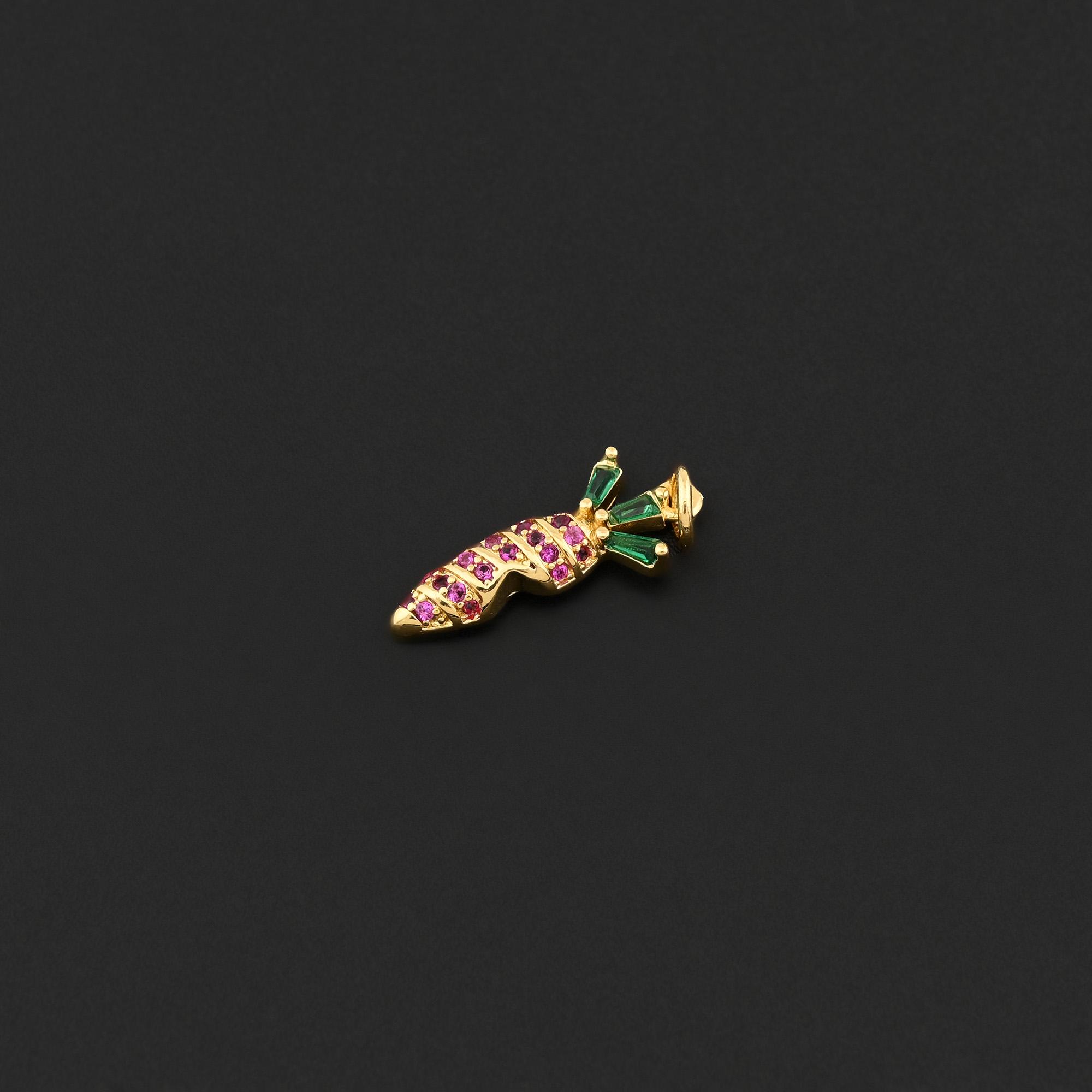 Adorable 18K Gold Filled Carrot Jewelry Pendant With Vibrant Gem Colors ...