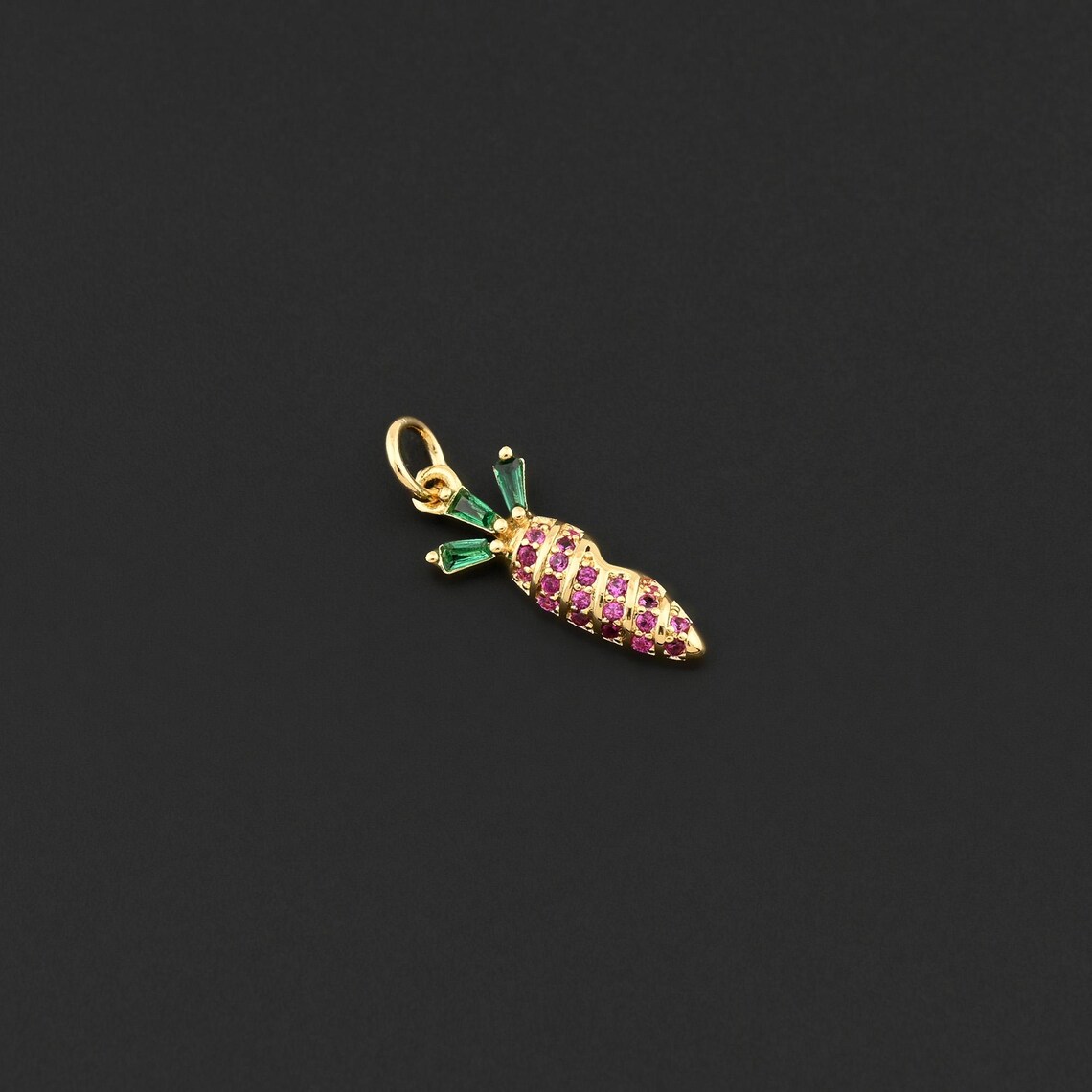 Adorable 18K Gold Filled Carrot Jewelry Pendant With Vibrant Gem Colors ...