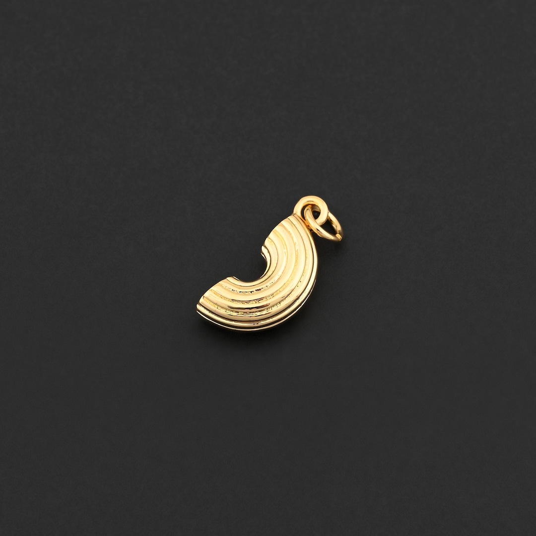 Minimal Macaroni Pasta Pendant 18K Gold Filled Food Charm for DIY ...