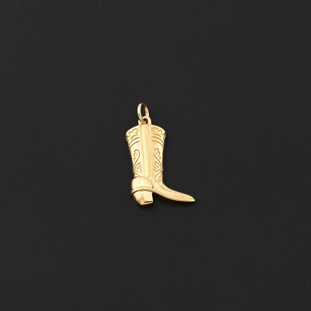 Classic Western Boot Pendant in 18K Gold Filled Cowboy Rodeo Charm for ...