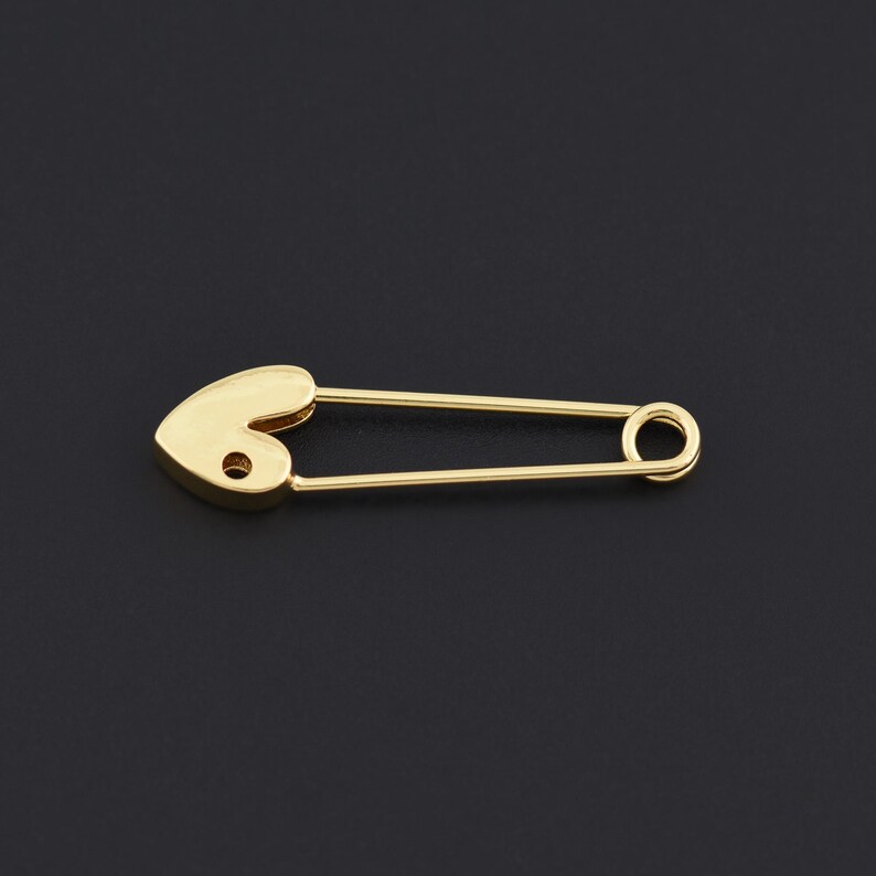 Unique 18K Gold Filled Safety Pin Pendant With Heart Accent, Ideal for ...