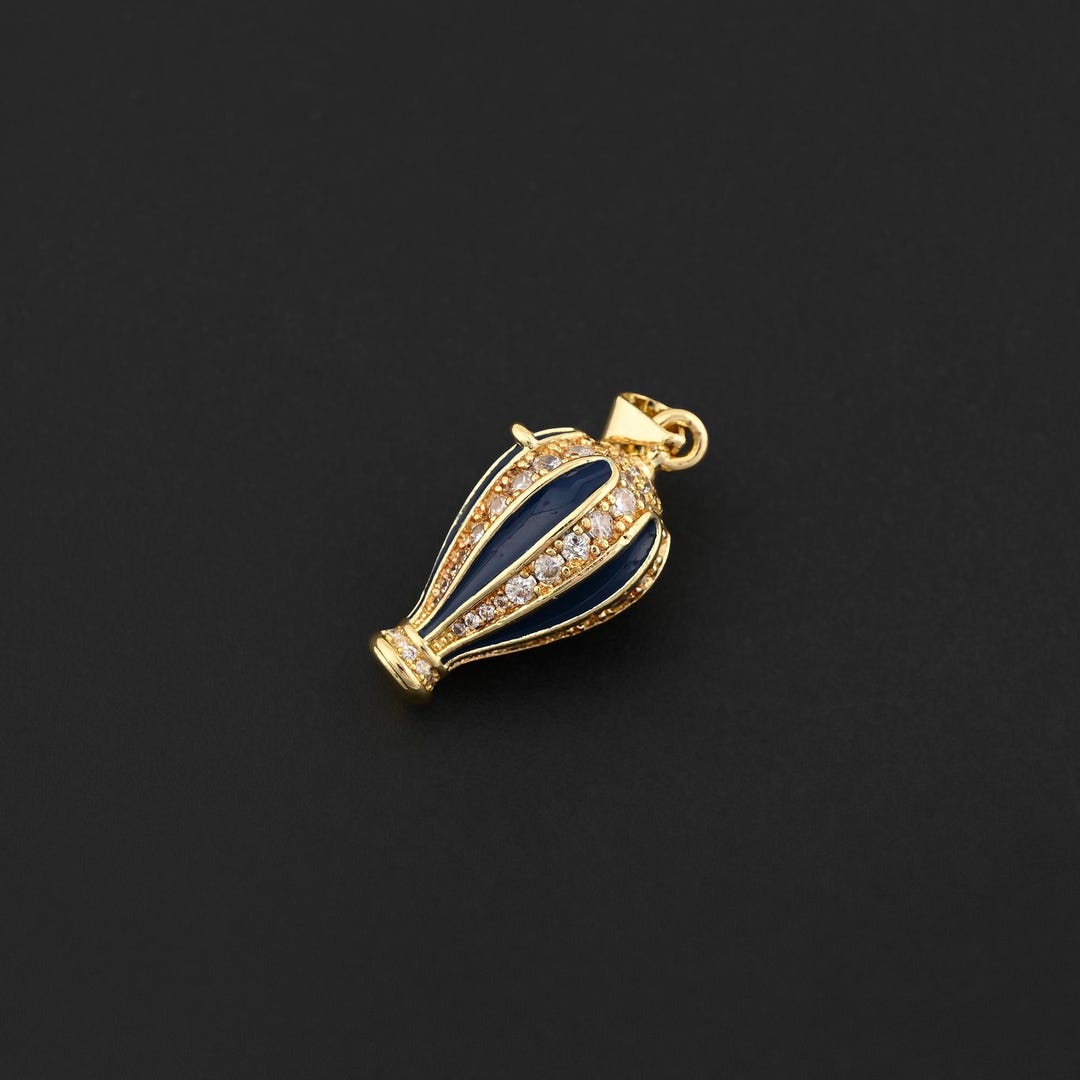 Sparkling Gold Hot Air Balloon Pendant Enamel and Crystal Accents for ...