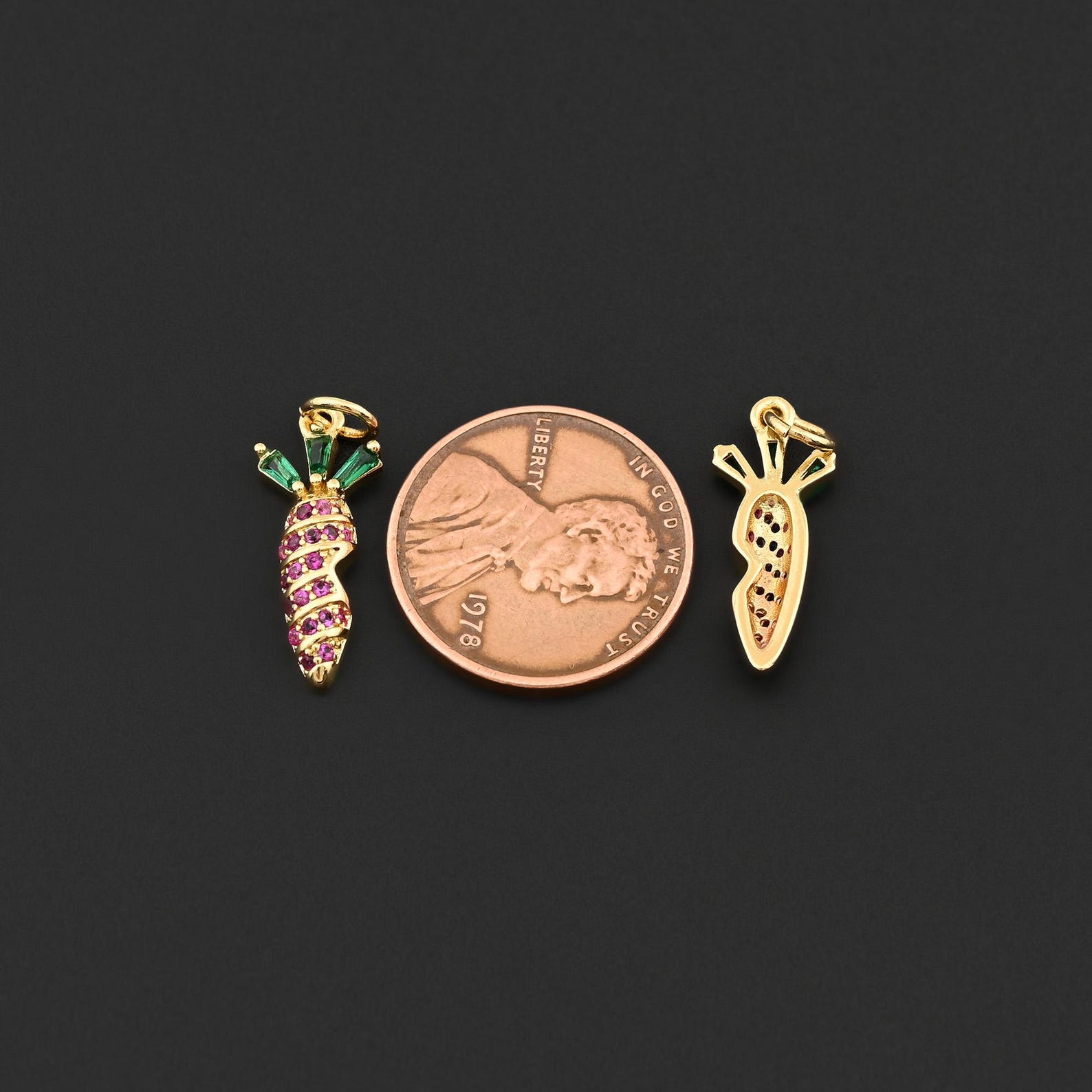Adorable 18K Gold Filled Carrot Jewelry Pendant With Vibrant Gem Colors ...
