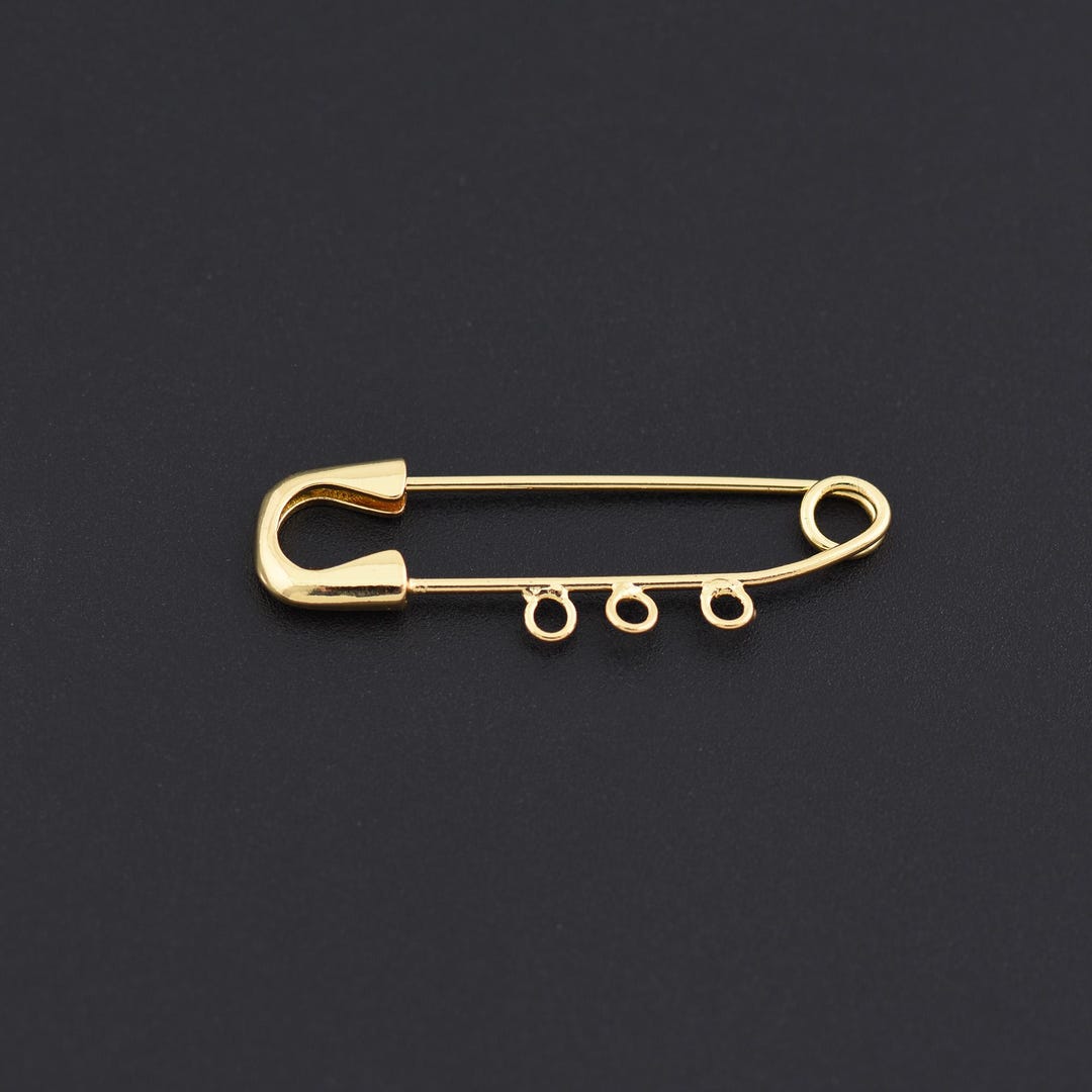 Gold Safety Pin With Three Attachment Loops for DIY Jewelry Charms ...