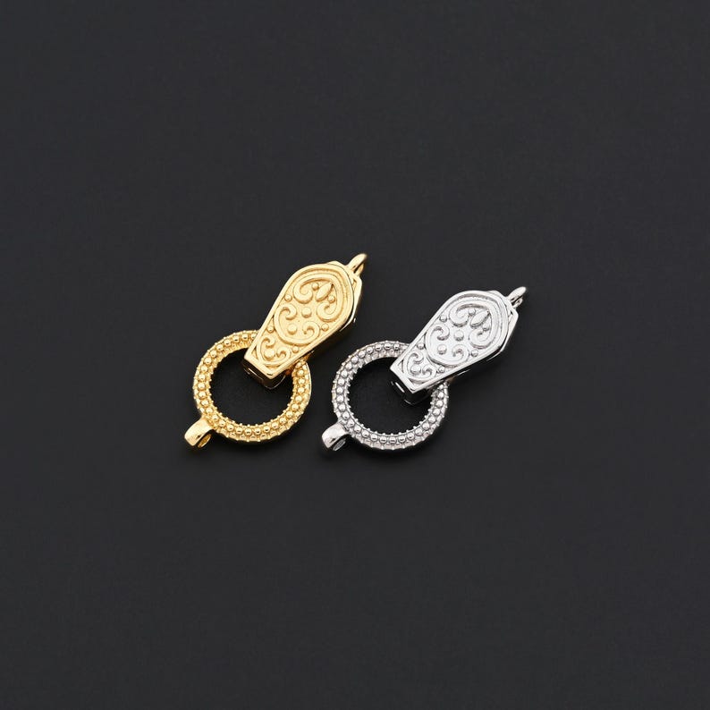 Vintage Style 18K Gold Filled Box Clasp With Ornate Pattern and Circle ...