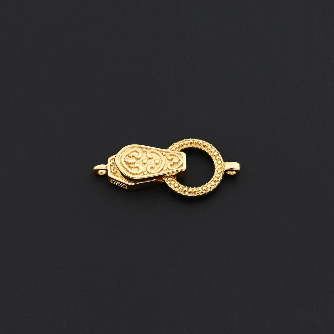 Vintage Style 18K Gold Filled Box Clasp With Ornate Pattern and Circle ...