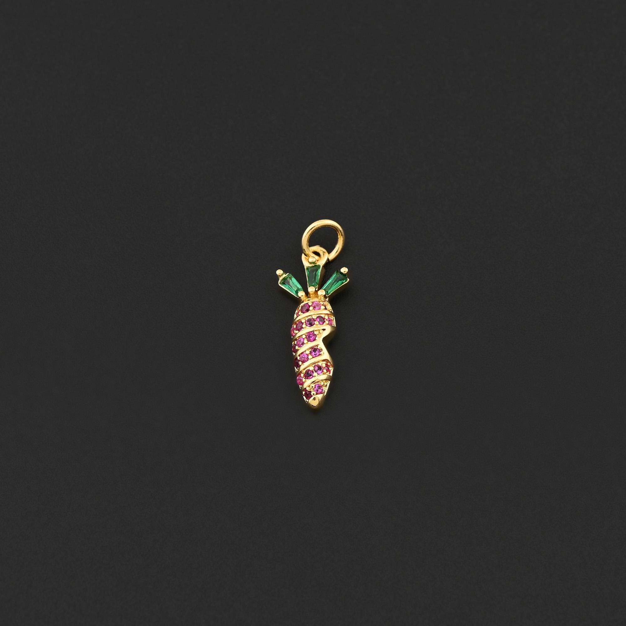 Adorable 18K Gold Filled Carrot Jewelry Pendant With Vibrant Gem Colors ...