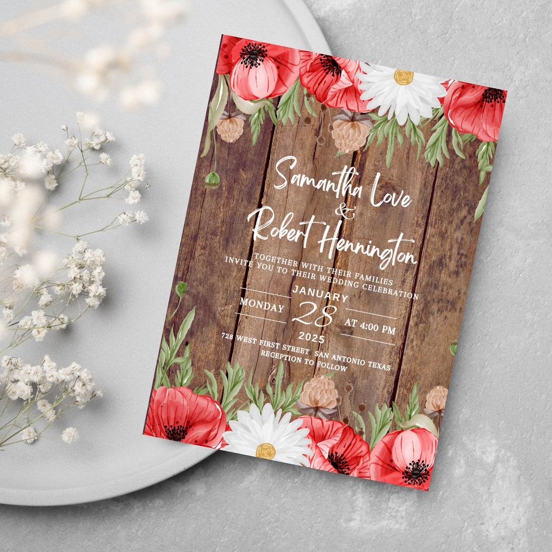 Rustic Wedding Invitations Country Theme Western Southern and Envelopes ...