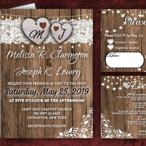 Rustic Wedding Invitation Response Card Save the Date | Etsy