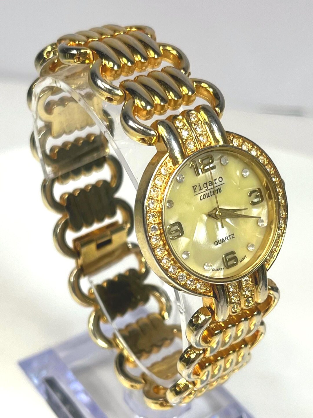 Figaro Couture Vintage Mother-of-pearl Face Crystal-encrusted Bezel ...
