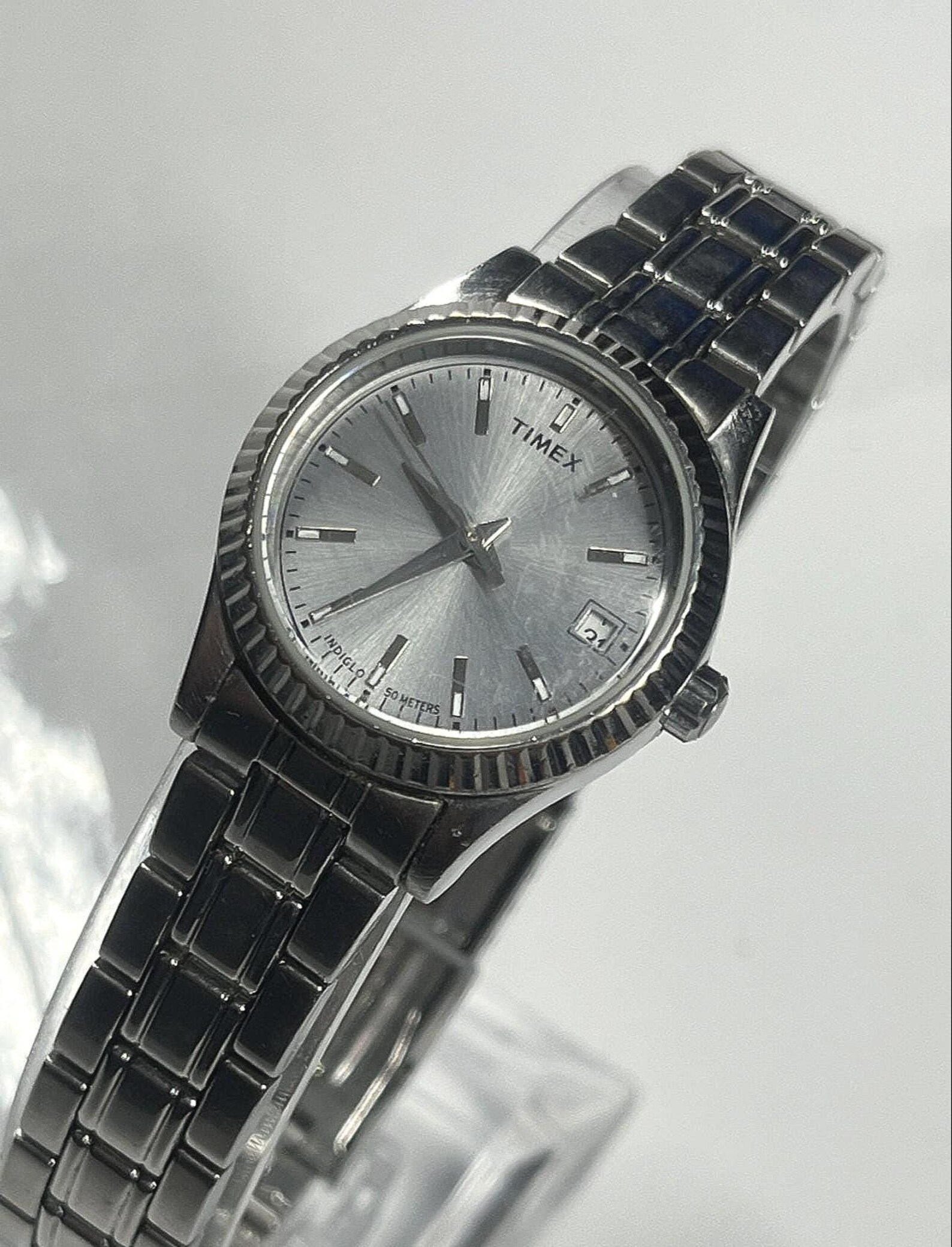 Timex S9 25mm Blue-silver Face Indiglo With a New Battery Installed. - Etsy