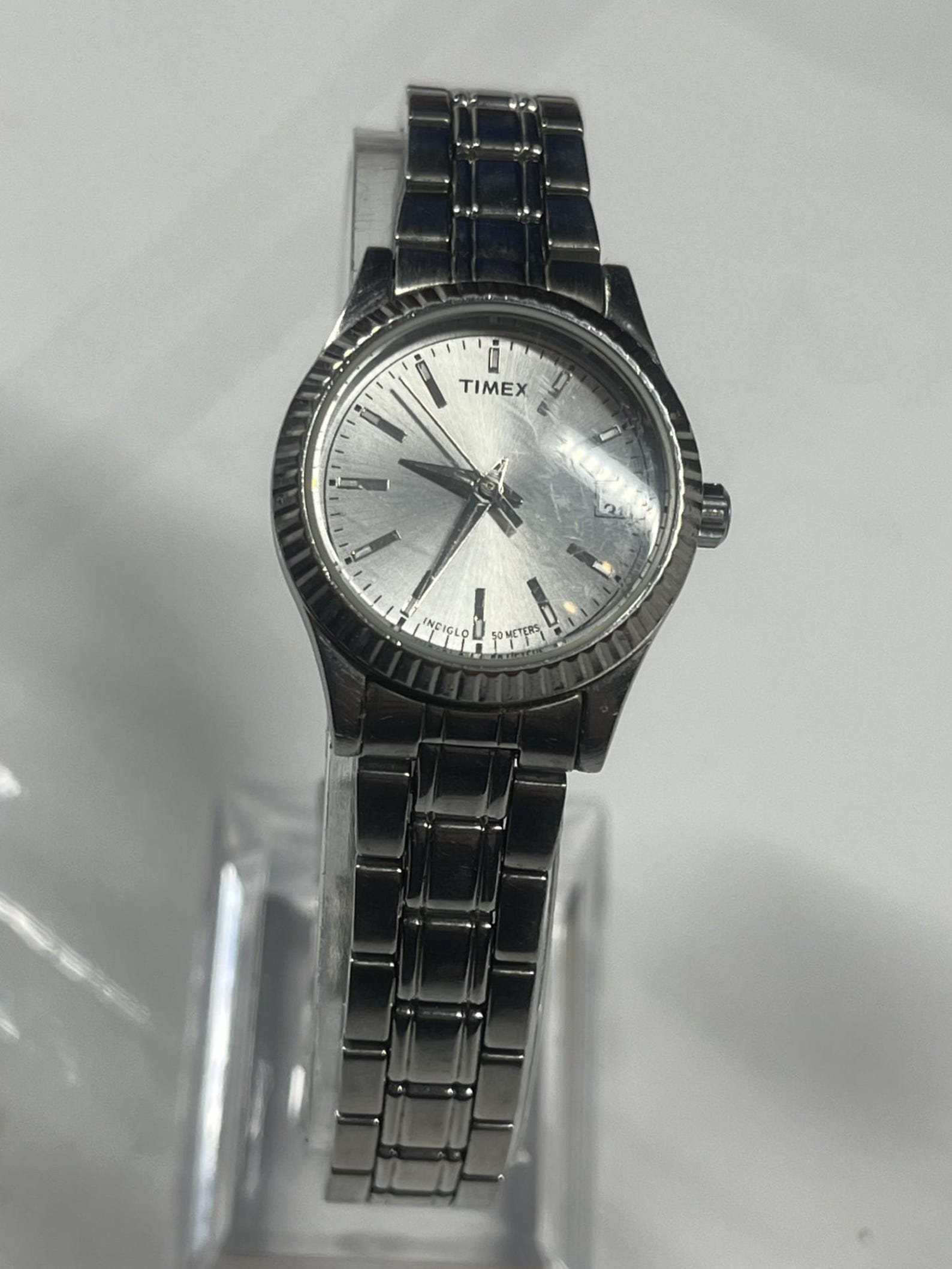 Timex S9 25mm Blue-silver Face Indiglo With a New Battery Installed. - Etsy