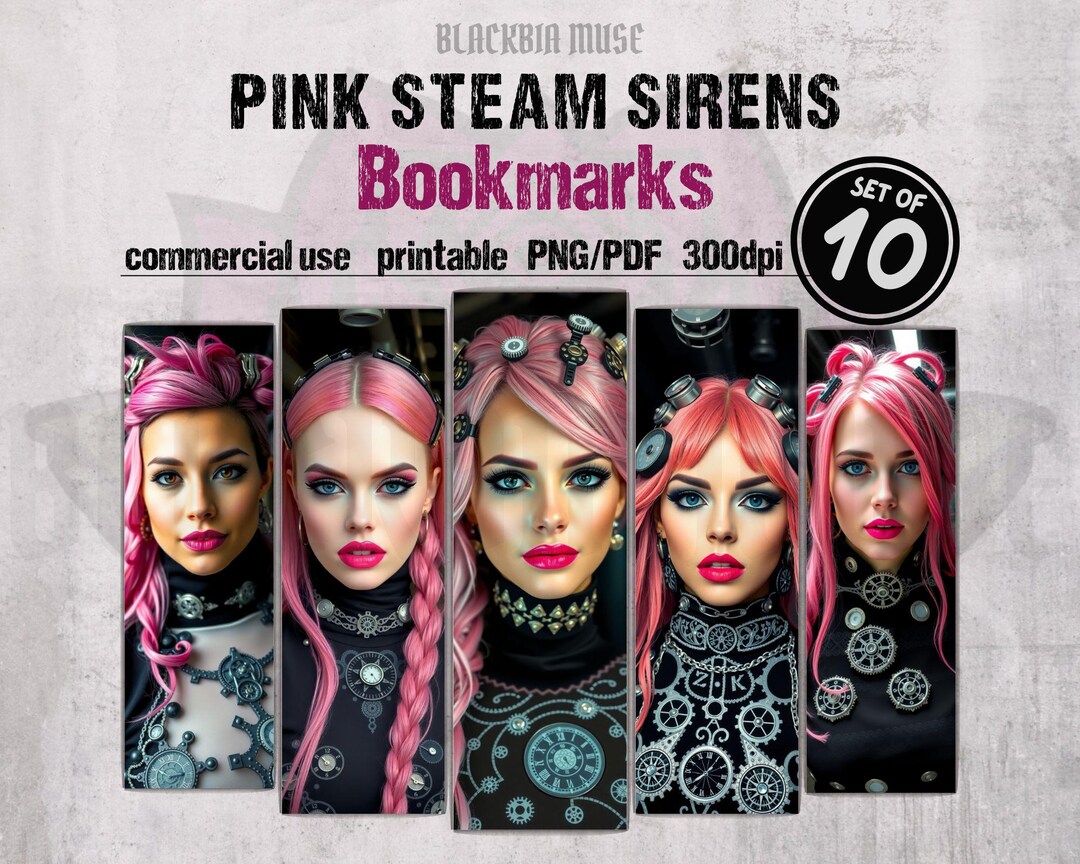 Pink Steam Sirens Steampunk Gothic Women Art Prints Whimsical Fantasy ...