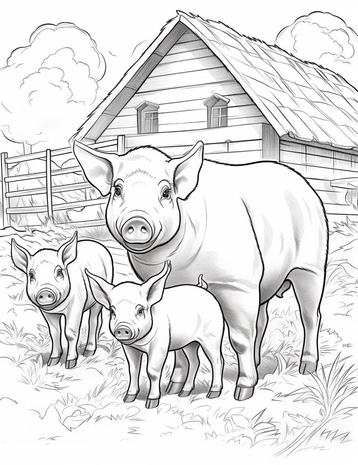 Farm Animal Coloring Pages for Kids | Printable Farm Animals Coloring ...