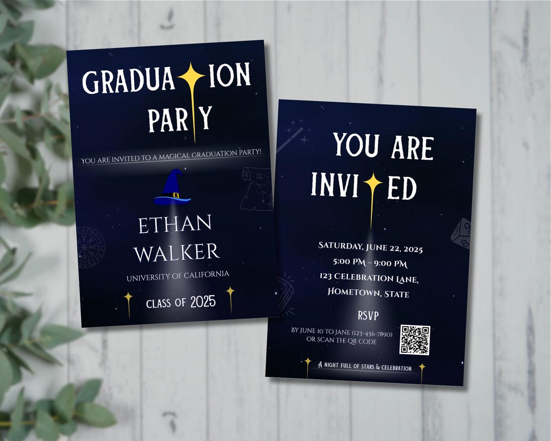 Wizard Graduation Party Invitation: Magical Class of 2025 (digital ...