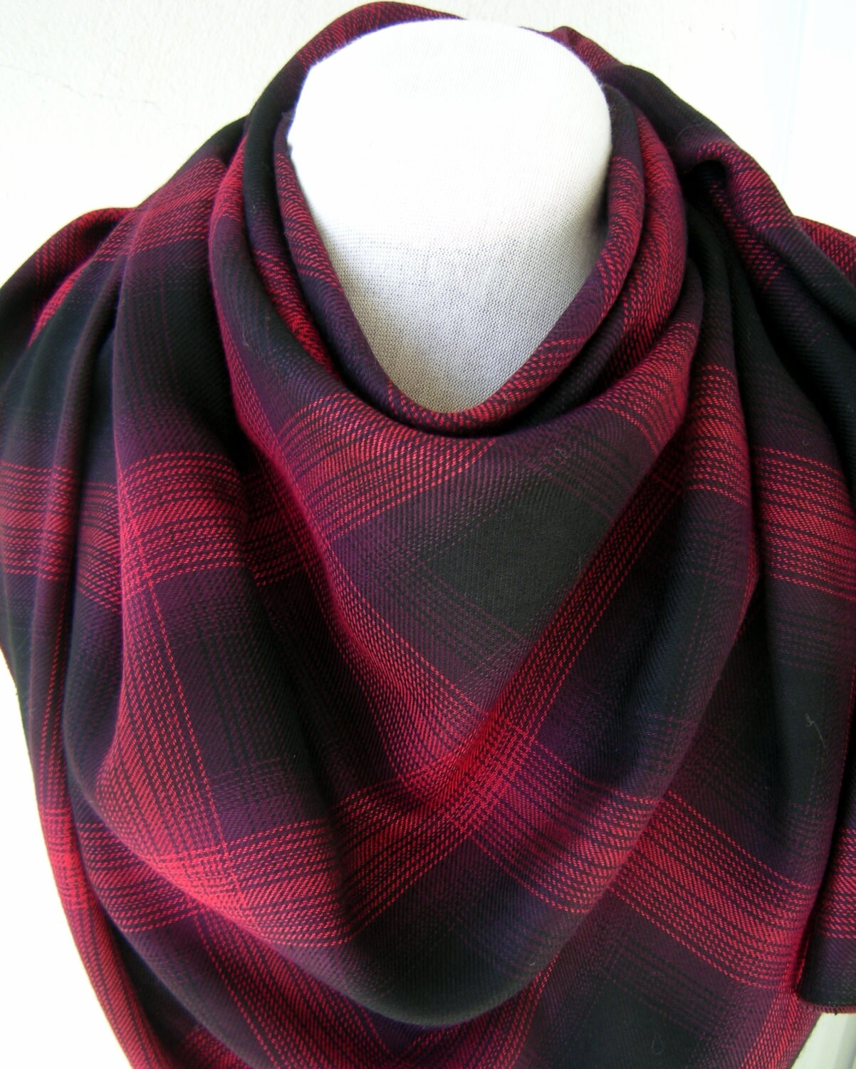 Rojo Negro Plaid Suave Cuadrado Rayon Bufanda /Wrap - Etsy España