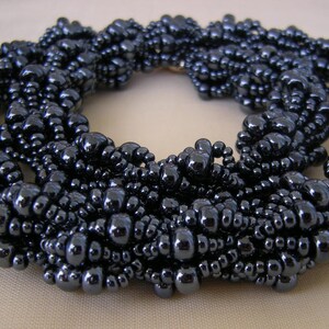 Gunmetal Beaded Necklace/ Gunmetal Double Spiral Rope/ - Etsy