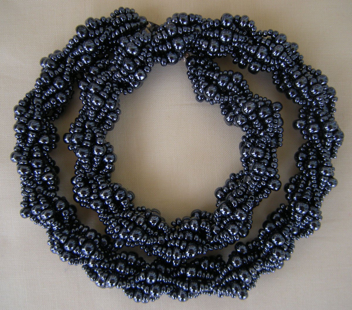 Gunmetal Beaded Necklace/ Gunmetal Double Spiral Rope/ - Etsy