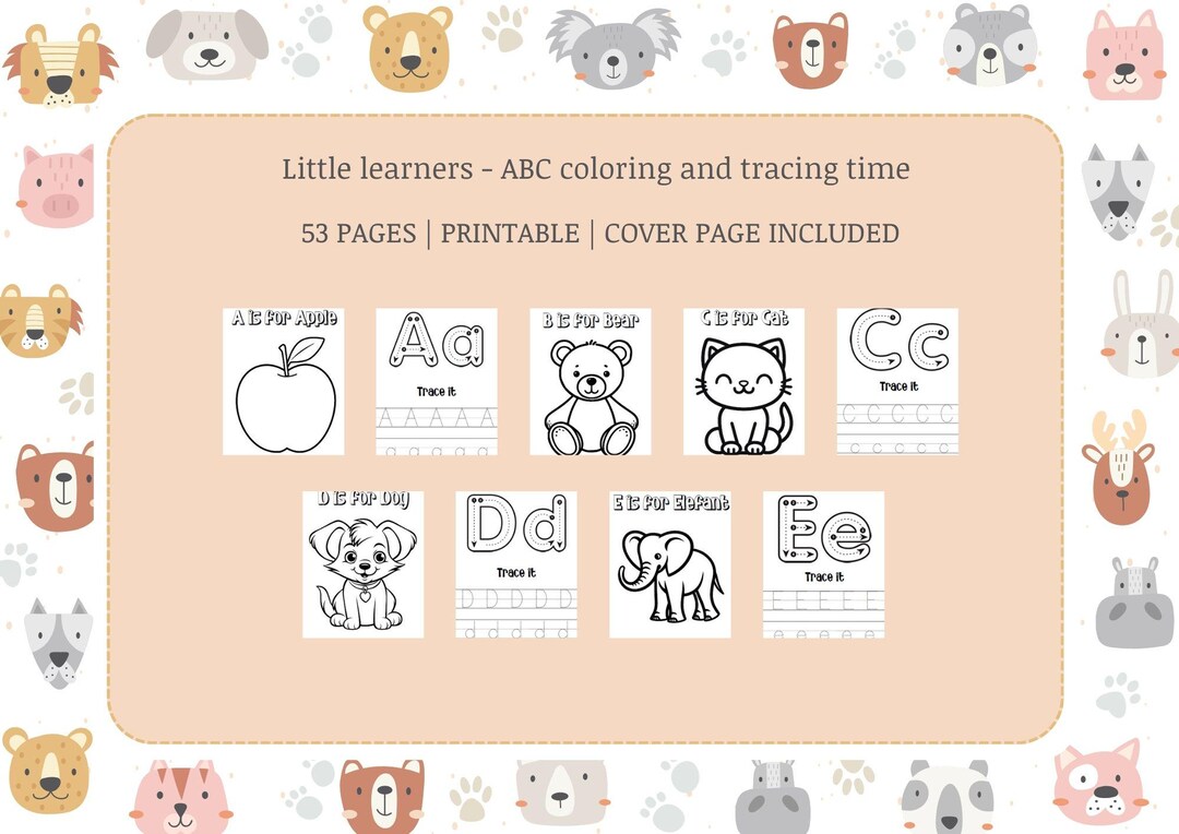 Printable ABC Digital Book for Coloring and Tracing - Etsy
