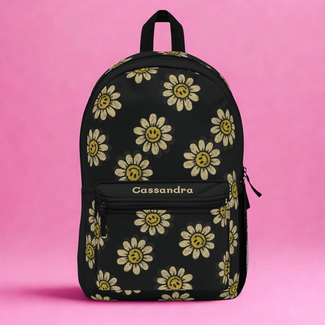 Grunge Y2K Smiley Face Backpack: Personalized Daisy Bookbag - Etsy