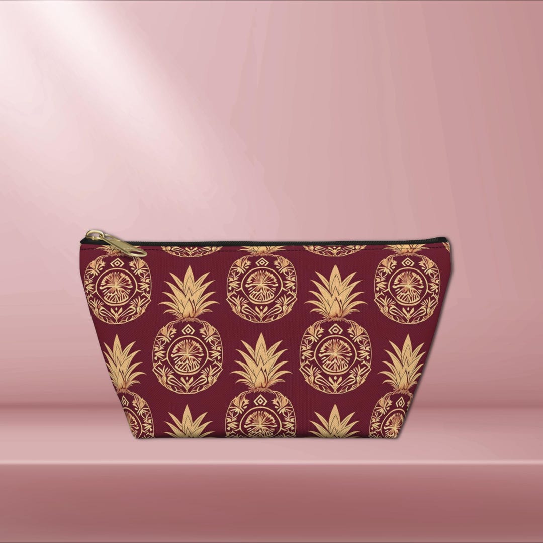 Tropical Pineapple Burgundy Makeup Bag: Fun Summer Accessory Pouch - Etsy