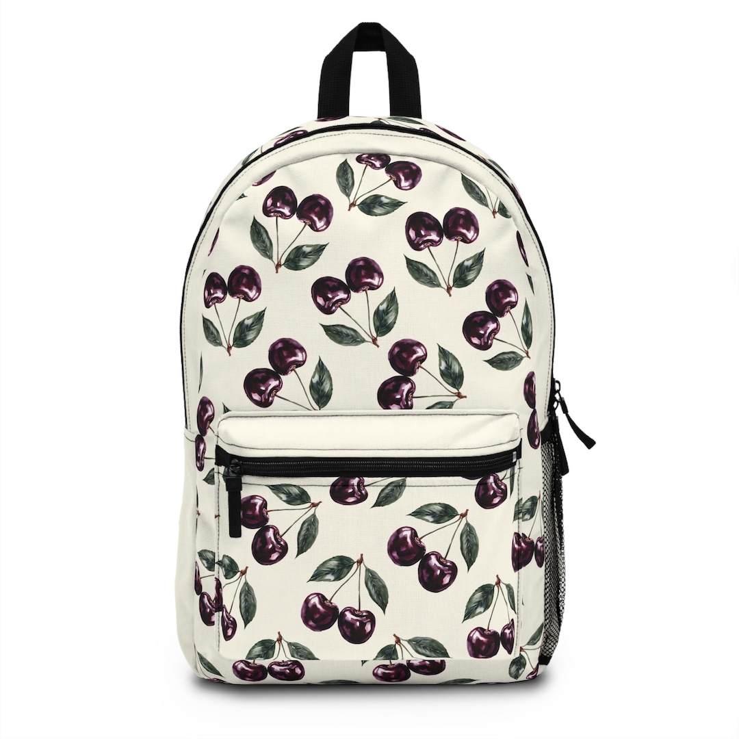 Black Cherry Backpack Bag | Cherry Print Backpack - Etsy