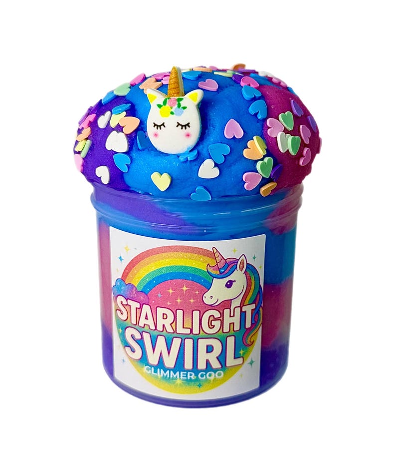 Starlight Swirl – Unicorn Themed Slime, Tri-colored Icy Slime, Cupcake ...
