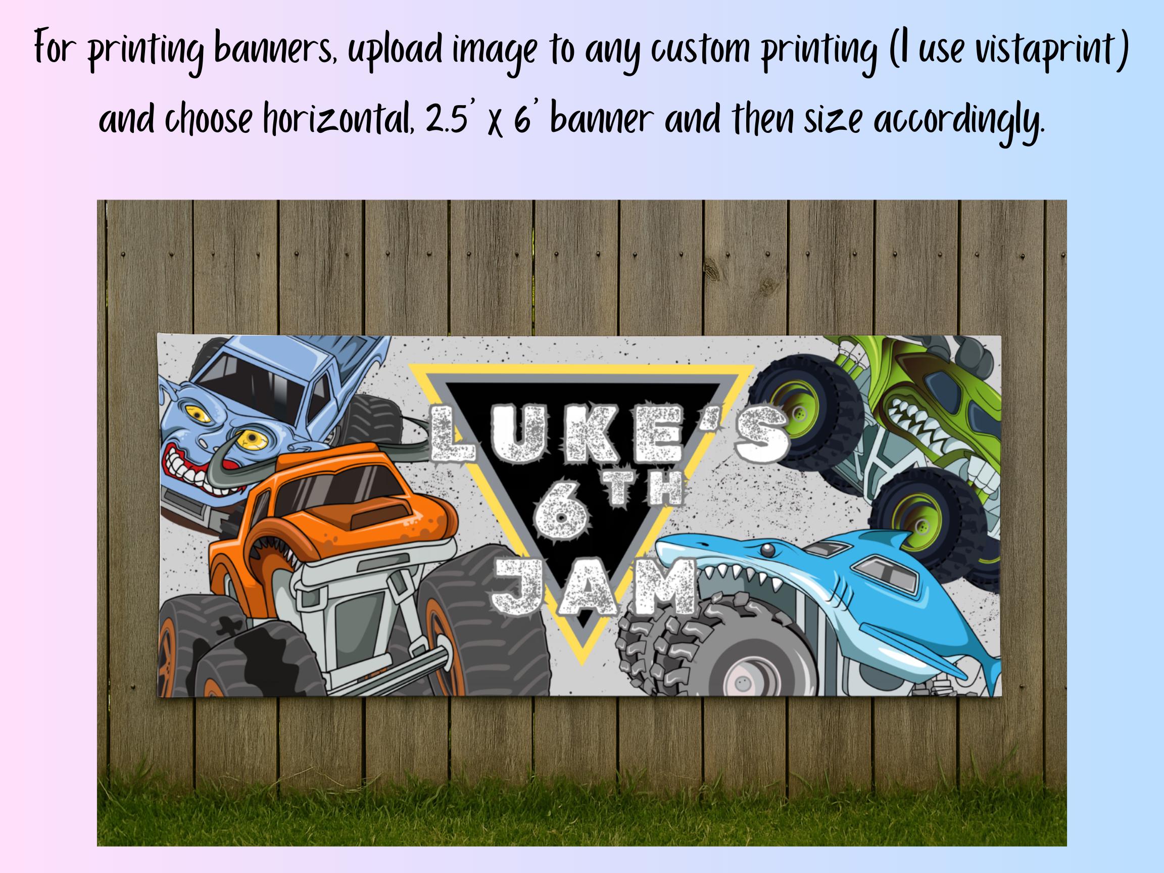 Monster Jam Birthday Invitation and Banner Editable Template- Instant ...