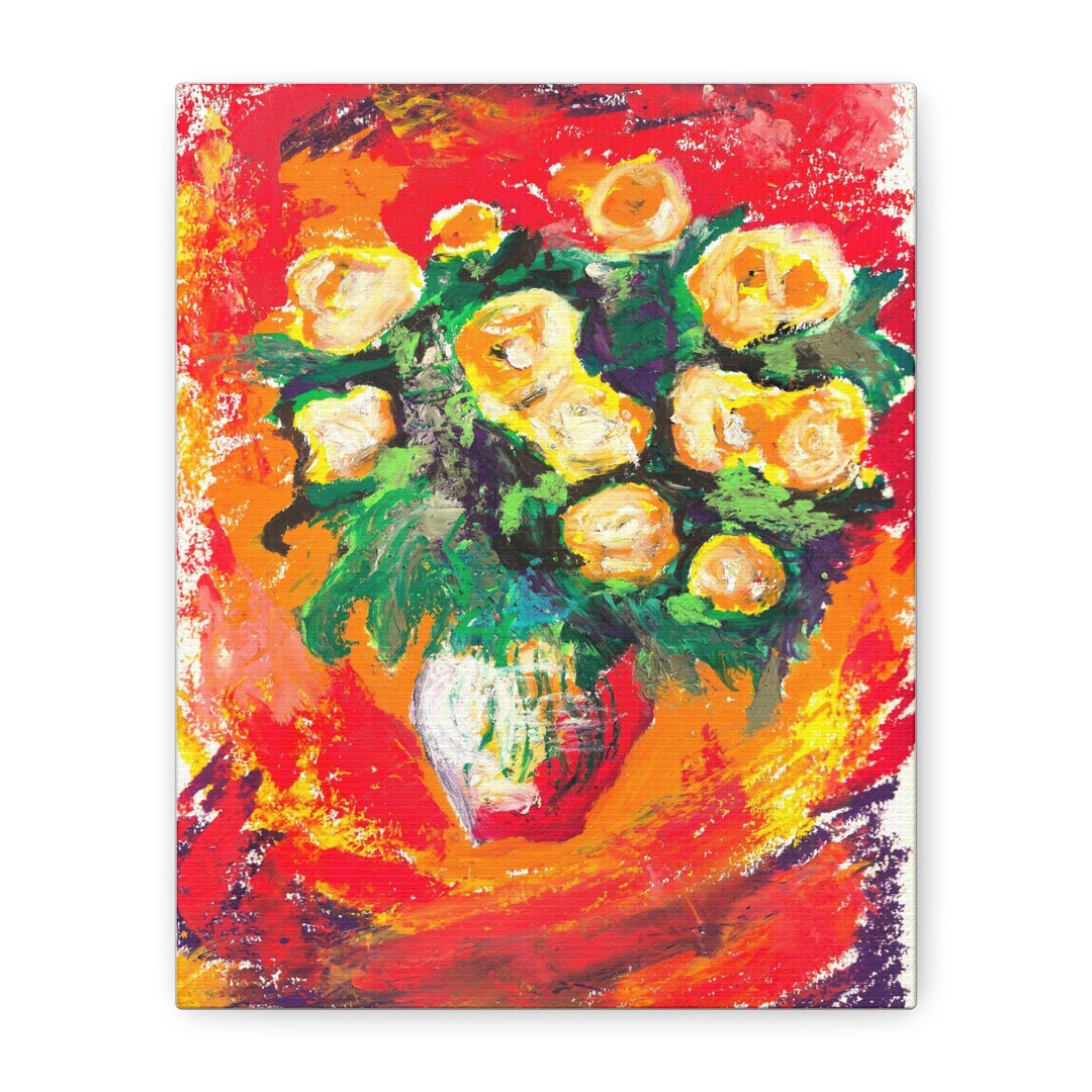 Floral Oil Pastel Print: Vibrant Flower Bouquet by Daniel Alvarez - Etsy