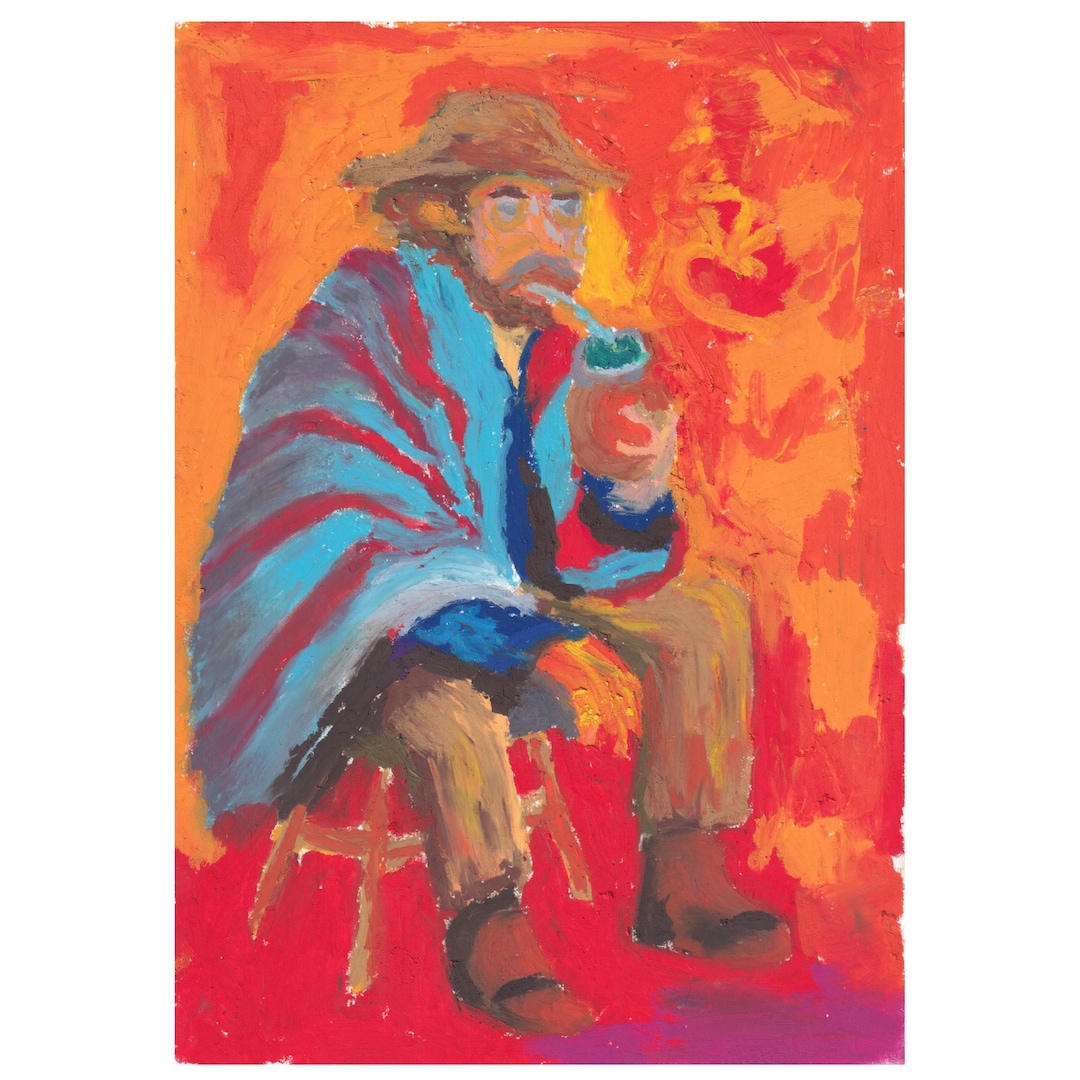Original Gaucho Yerba Mate Painting – Framed South American Cowboy Folk ...