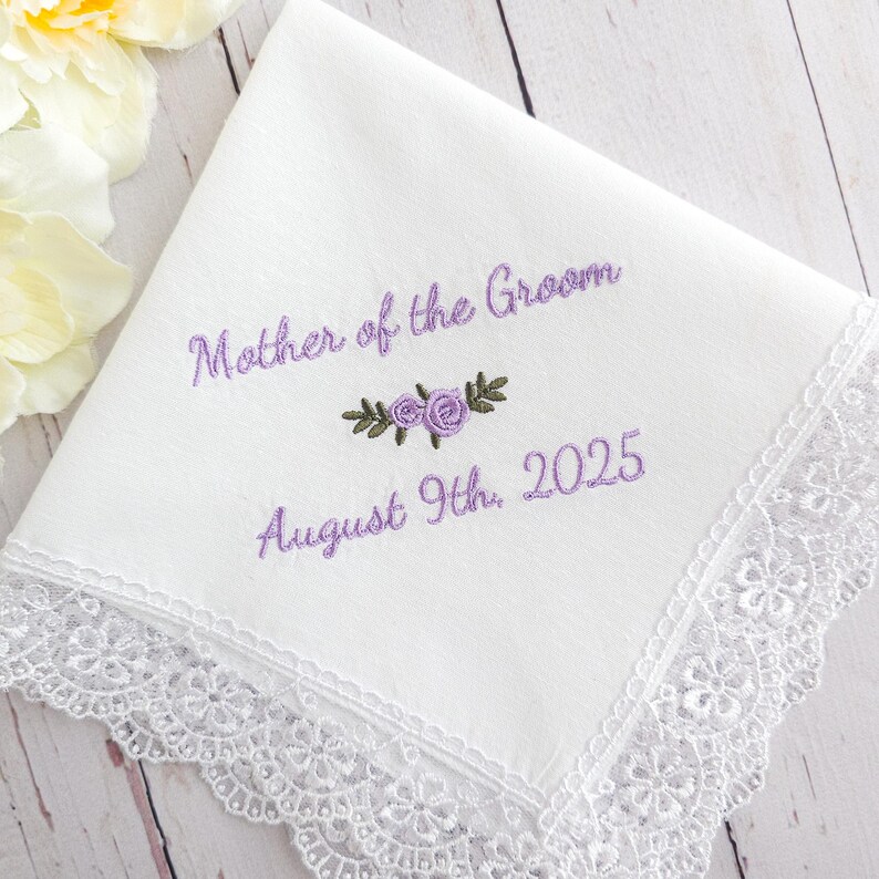Custom Embroidered Wedding Handkerchief for Bride, Personalized Mother ...