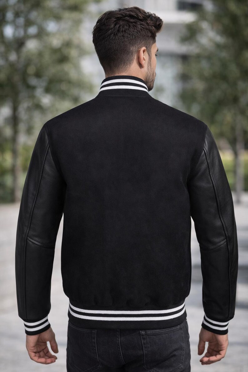 Vintage Leather Sleeve Letterman Jacket: Handmade Wool Varsity Jacket ...