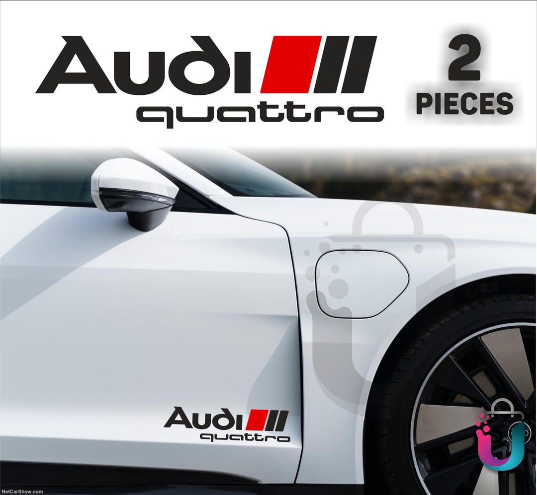 2x Audi Quattro Racing 9" Badge Decals Stickers - Car Side, Skirt, Door ...