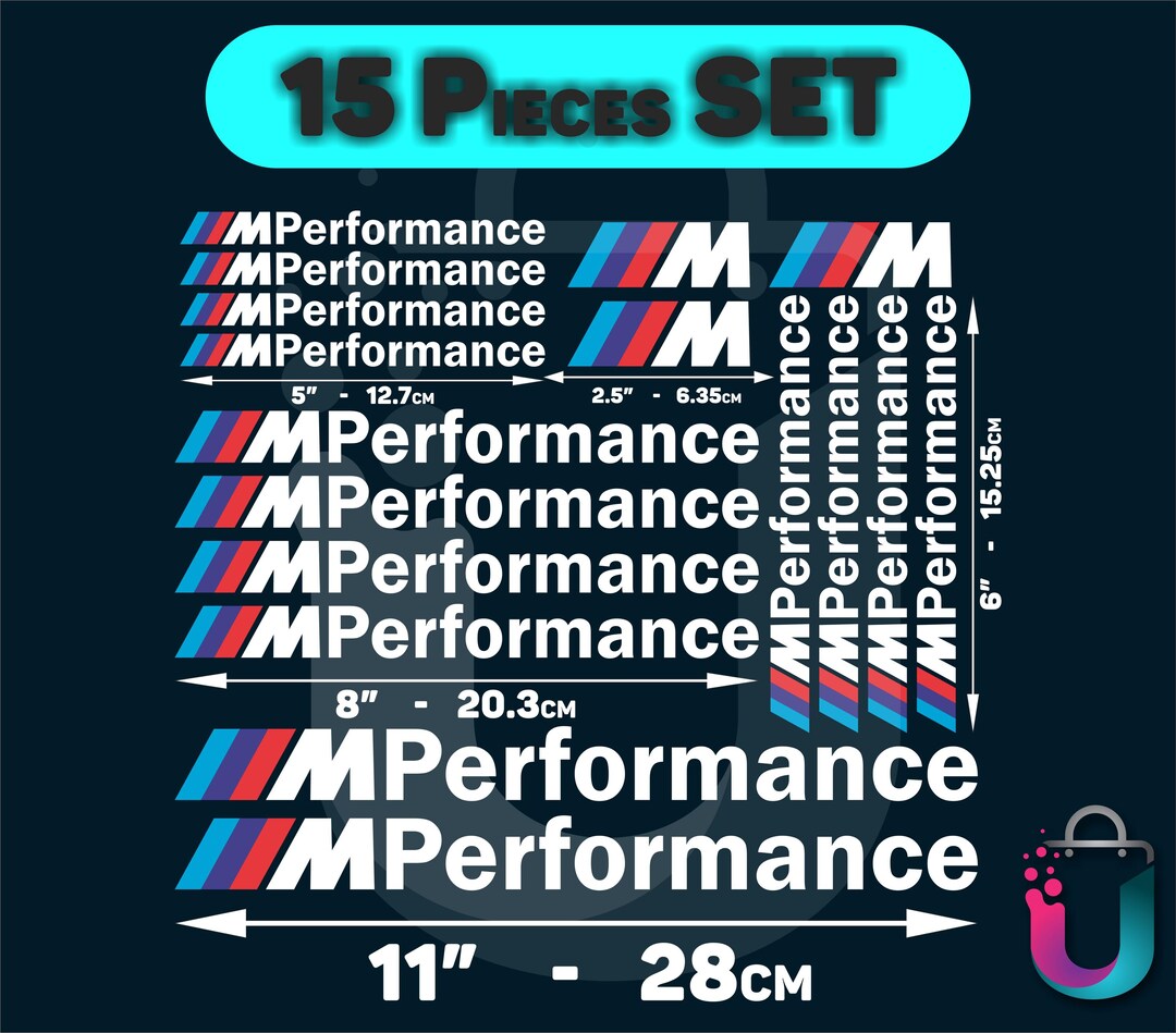 12x BMW M Performance Decal Set 12x M Performance Decals + 3x ///M Logo ...