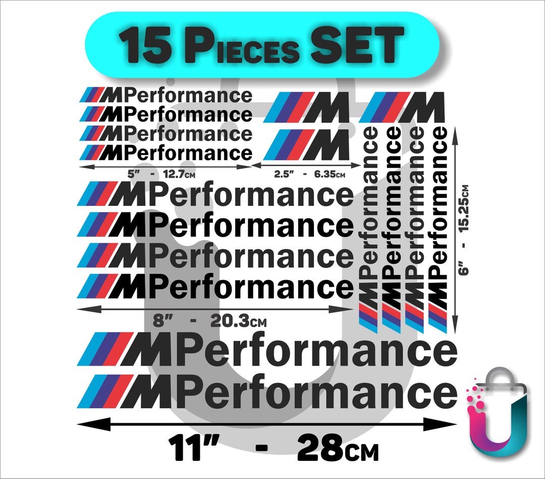 15x BMW M Performance Decal Set 12x M Performance Decals + 3x ///M Logo ...