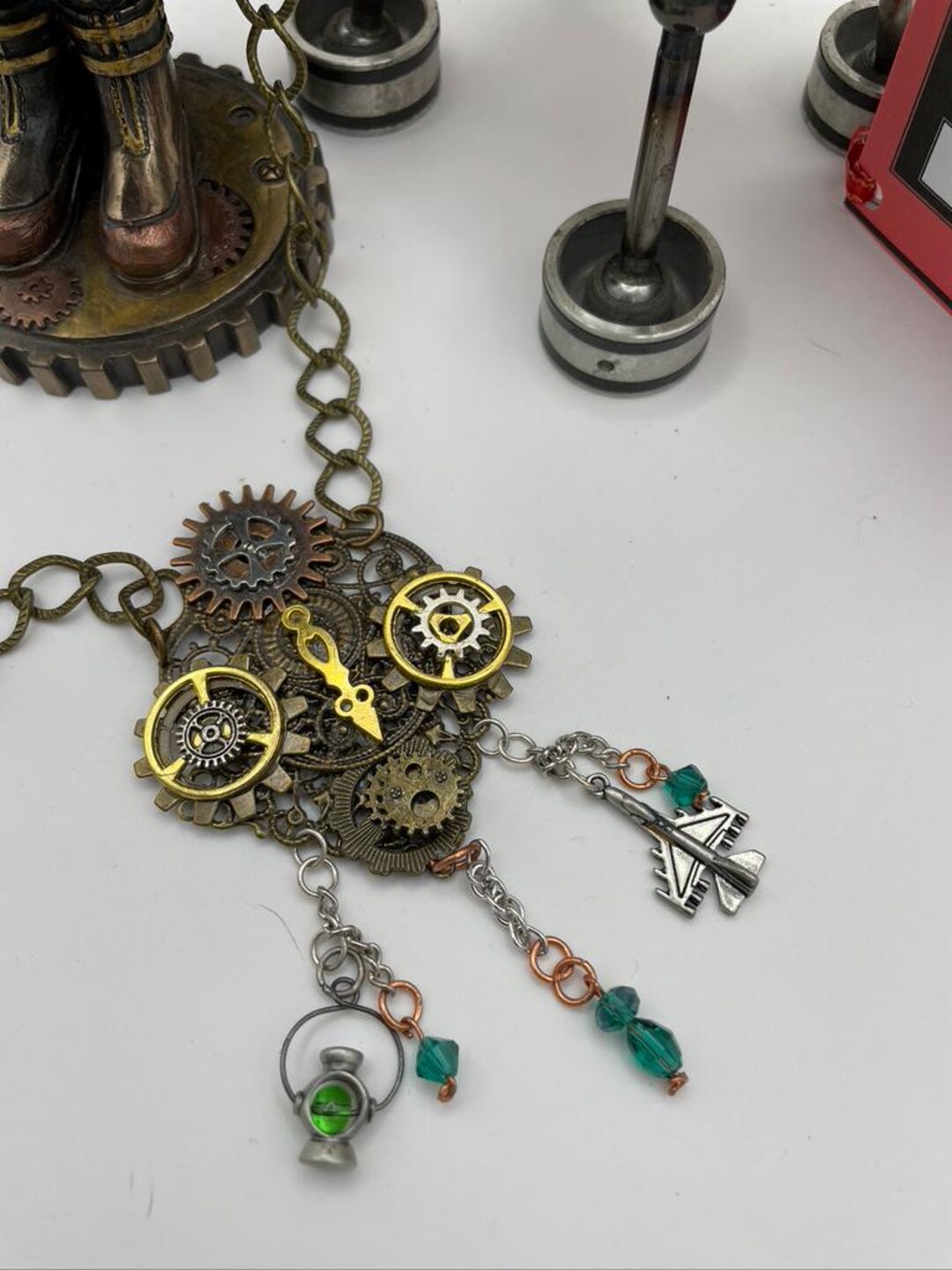 A Dc-inspired Necklace, Comic Steampunk, Oval Curb Chain, Chains, Clock ...