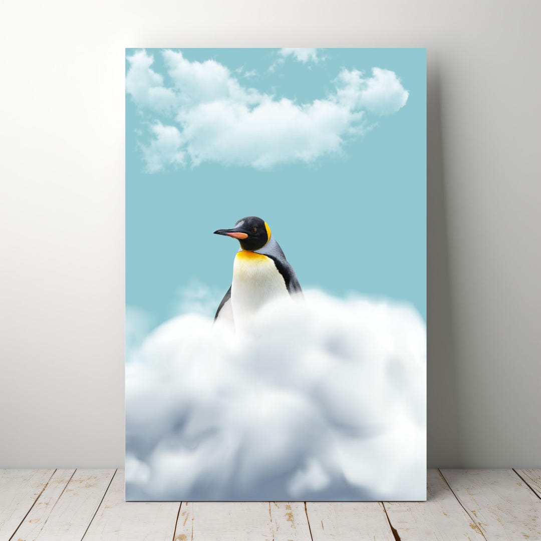 Penguin Wall Art Download – Surreal Animal Print, Whimsical Cloud ...