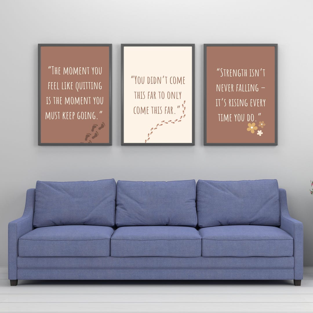 Neutral Motivational Quote Wall Art Set – Boho Chic Printable Line Art ...