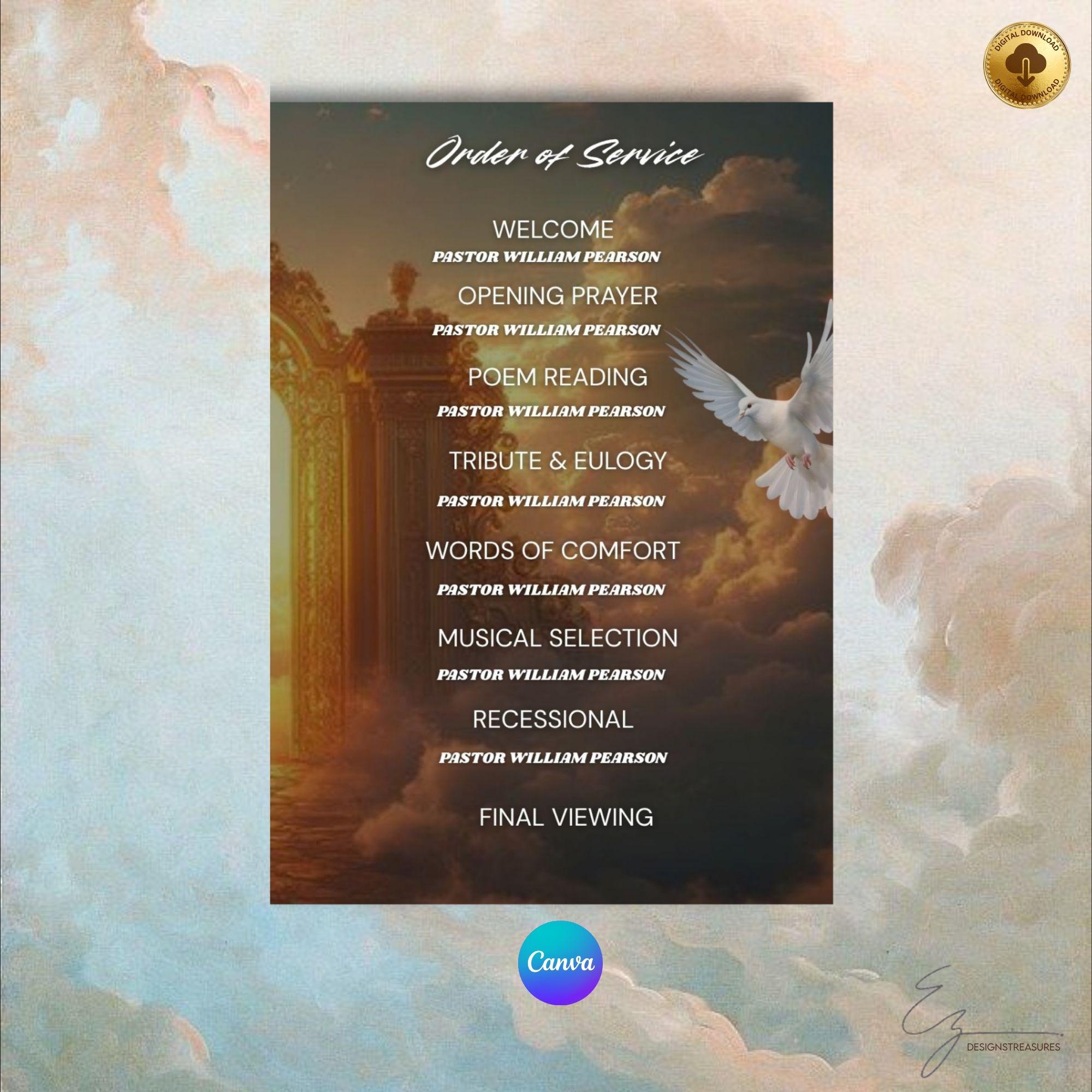 Heavenly Cloud Funeral Program: 8-page Memorial Booklet (digital ...