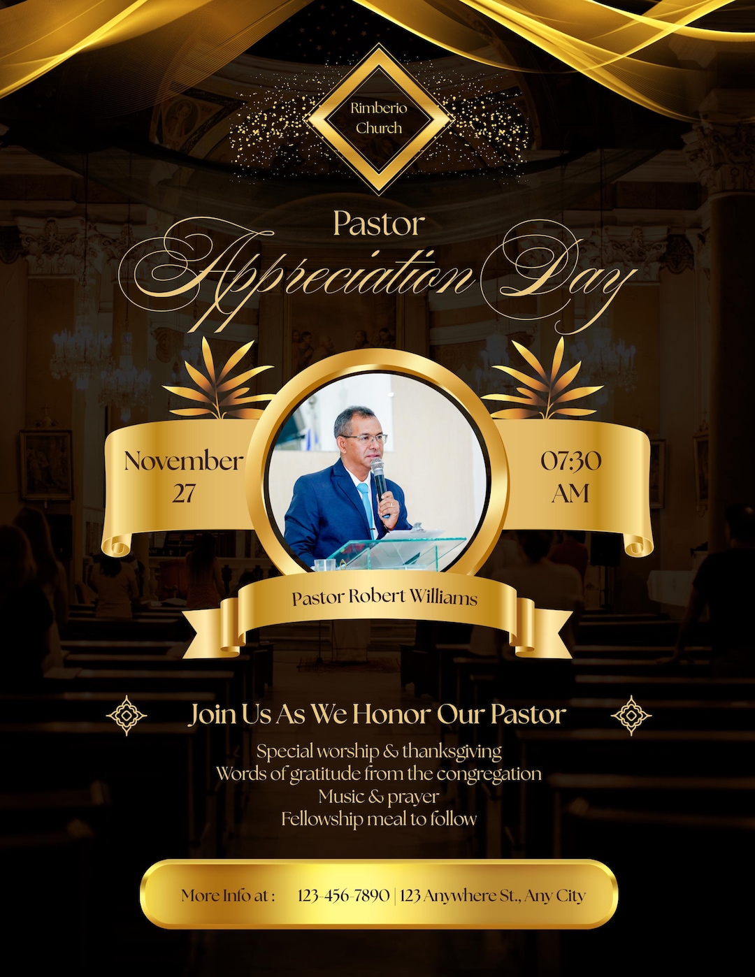 Digital Pastor Appreciation Program, Printable Church Event Program ...